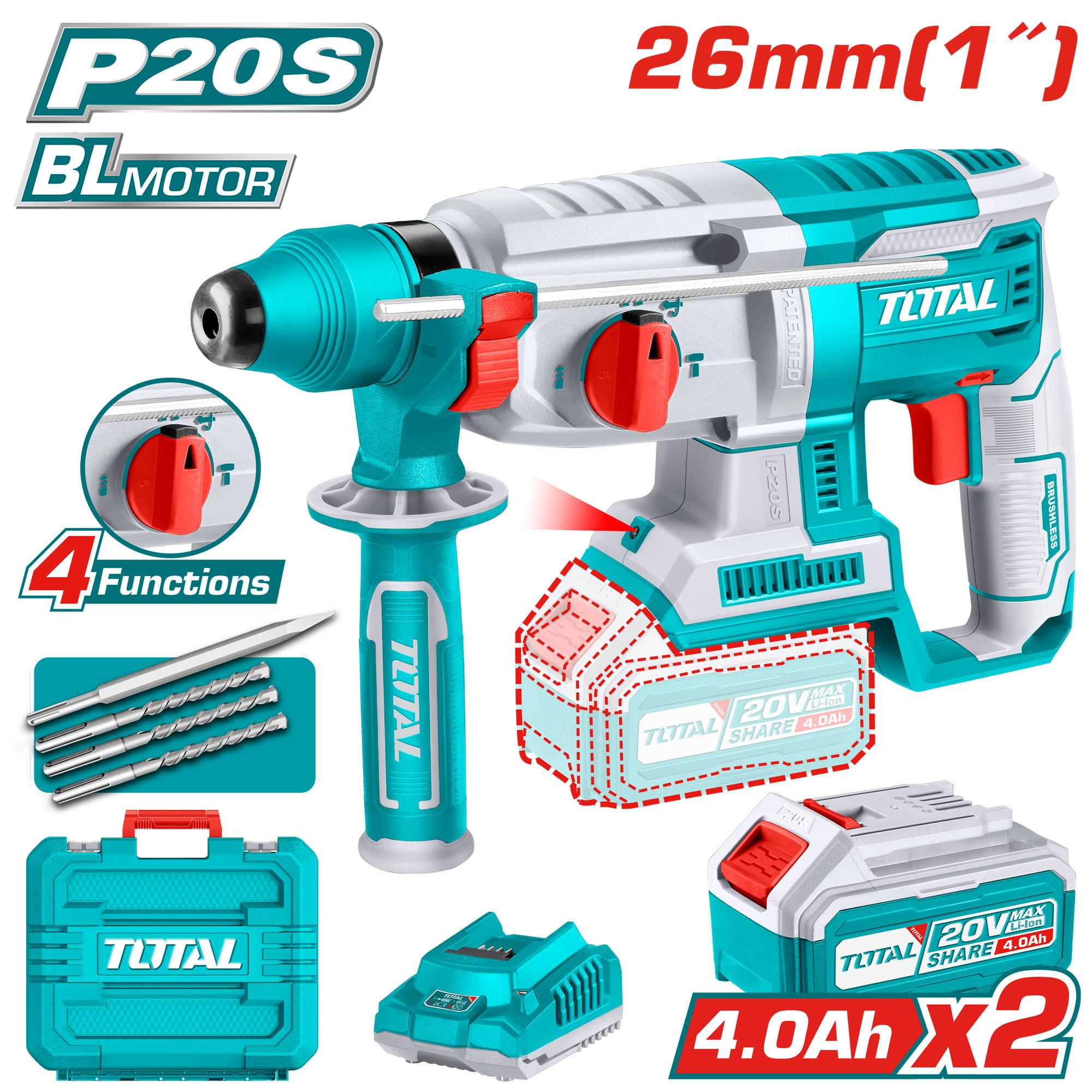 TOTAL Lithium-Ion Impact Drill, Lithium-Ion Cordless Screwdriver, Angle ...